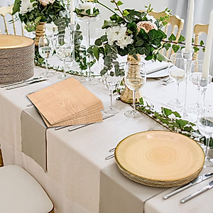 80Pcs Wood Grain Party Supplies Rustic Wood Grain Party Set 7"Wood Grain Paper Plate Wood Slice Napkins for Camp Fire Camping Woodland Animal Baby Shower Lumberjack Birthday Party Decorations|Serve 40