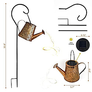 Homarden Solar Watering Can with Light Strings - Christmas Gardening Gift for Table Patio, Hanging Solar Lantern Lights, Solar Outdoor Garden Decor for Yard, Lawn, Pathway - Shephard Hook Included
