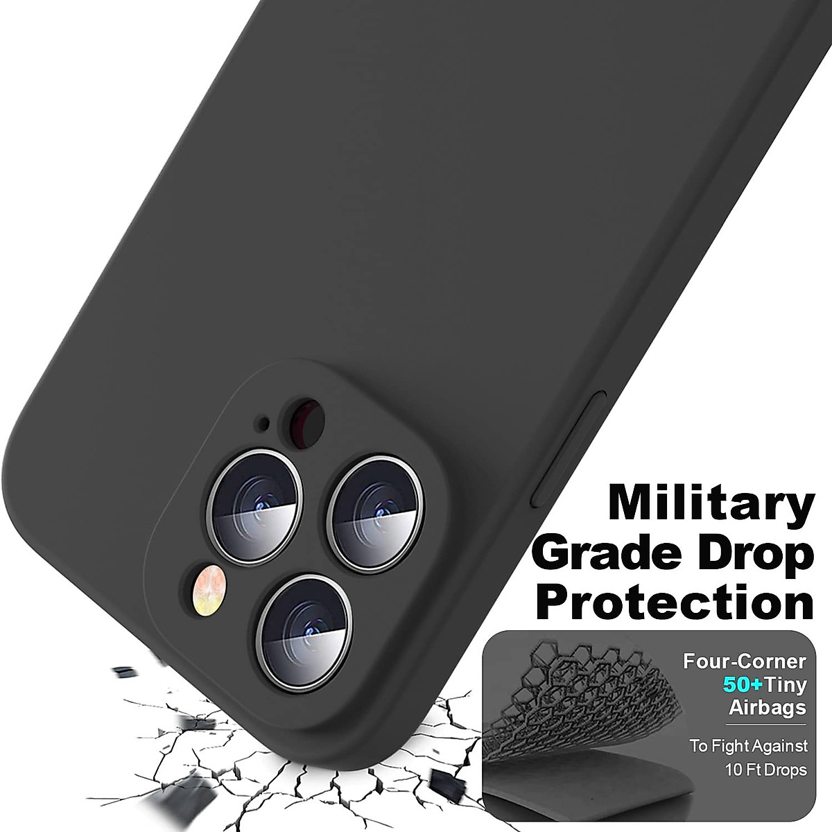 Ktele Compatible with iPhone 14 Pro Case, Silicone Upgraded [Camera Protection] [Soft Microfiber Lining] Full Covered Slim Gel Rubber Case iPhone 14 Pro 6.1 inch -Black