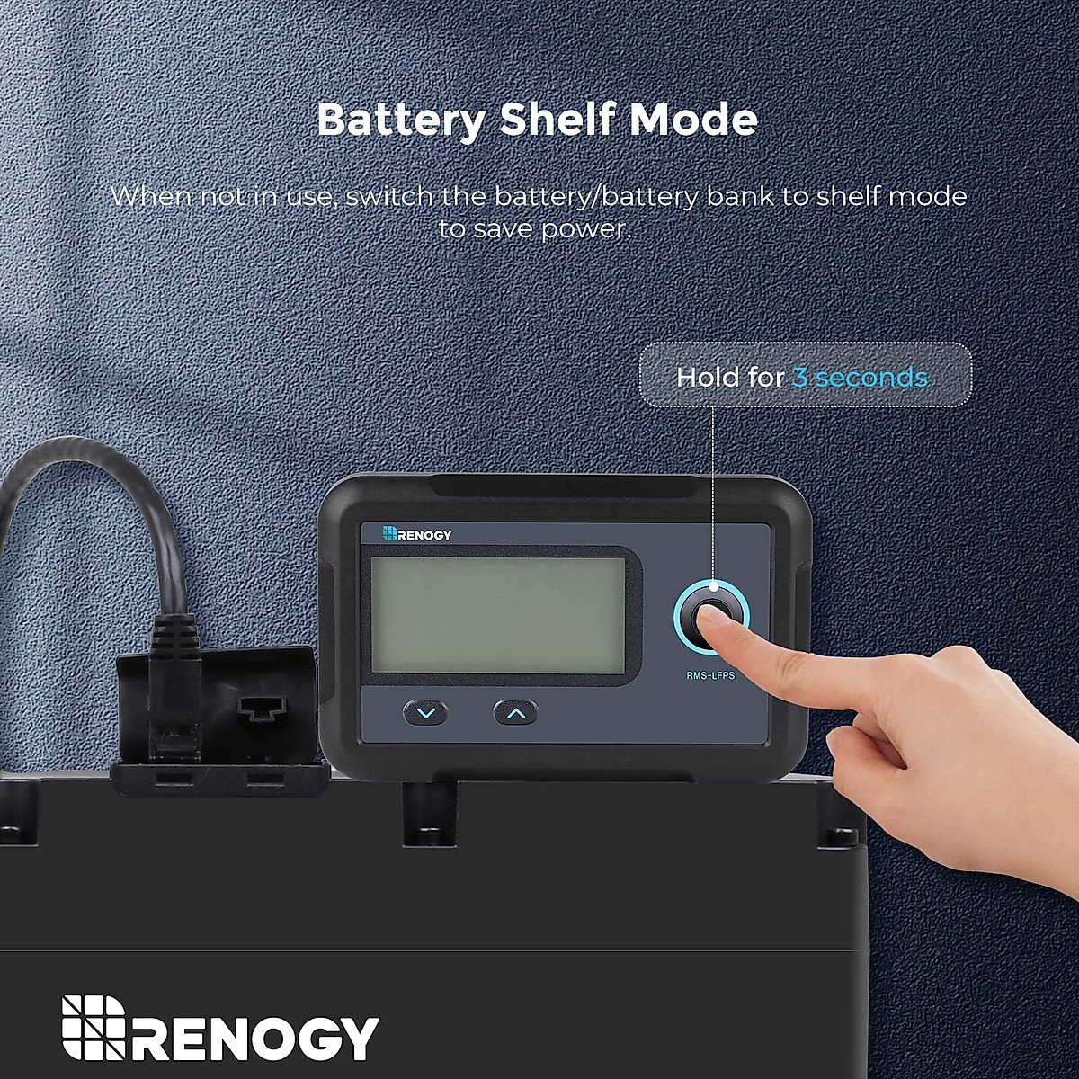 Renogy Monitoring Screen for Smart Lithium Battery Series,Black