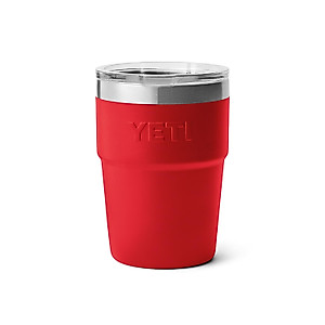 YETI Rambler 16 oz Stackable Tumbler, Vacuum Insulated, Stainless Steel with MagSlider Lid, Rescue Red