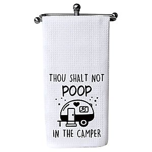 XIKAINUO Funny Camper Waffle Cotton Kitchen Towels Hand Towel, Camping Kitchen Decor Towel Flour Sack Towel Dish Towel for Campers, Hikers, Friend Camping Camping RV Accessories Gifts