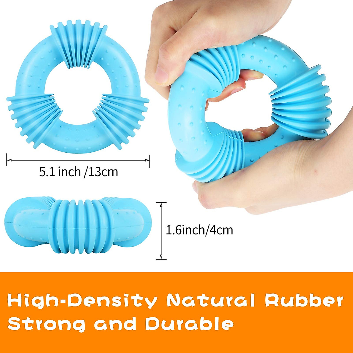 SIKROFEGEN Dog Chew Toy for Aggressive Chewers Medium and Large Breed, Freezable Dog Chew Toys for Teething Dogs, Ultra-Tough Natural Rubber Nearly Indestructible Donut Dog Toy, Dog Chew Ring Toys