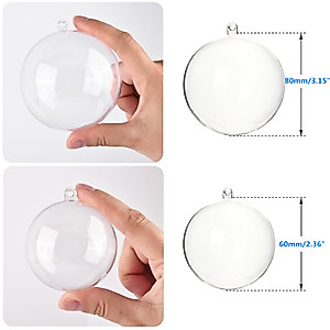 20 Pack Clear Christmas Ornaments, 2.36"/60mm Clear Plastic Fillable Ornaments Ball DIY Christmas Ornaments for Christmas Tree, Holiday, Wedding, Party, Home Décor Party(60MM/2.36")