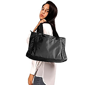 Manfnee Nylon Tote Bag for Women Waterpoof Shoulder Bag Multi-function Work Travel Messenger Bags