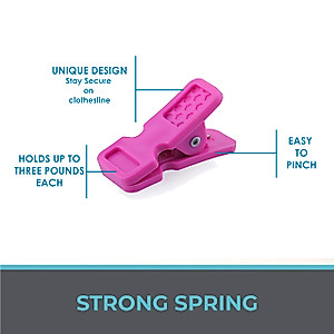 WEWEL Plastic Laundry Clothespins for Hanging Clothes 36 Pack, Multipurpose Windproof Cloth Clips, Indoor Outdoor Heavy Duty Cloth Pegs for Hanging Clothes, with Delux Storage Box