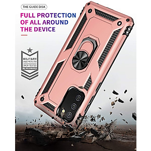SKTGSLAMY for Galaxy A02S Phone Case,Galaxy A02S Case with Screen Protector,[Military Grade] 16ft. Drop Tested Cover with Magnetic Kickstand Car Mount Protective Case for Samsung A02S, Rose Gold