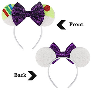 YUNISS Mouse Ears Headbands,Sequin Mouse Ears for Women Girls Princess Dress Accessories Decorations Party (TG-Buzz Lightyear)