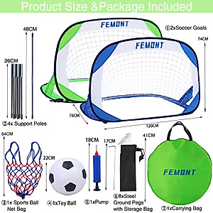 Femont Soccer Goals Set for Backyard, 4x2.5FT Portable Pop Up Soccer Nets with Carrying Bag for Indoor Outdoor Games Practice Training Great for Kids and Adults