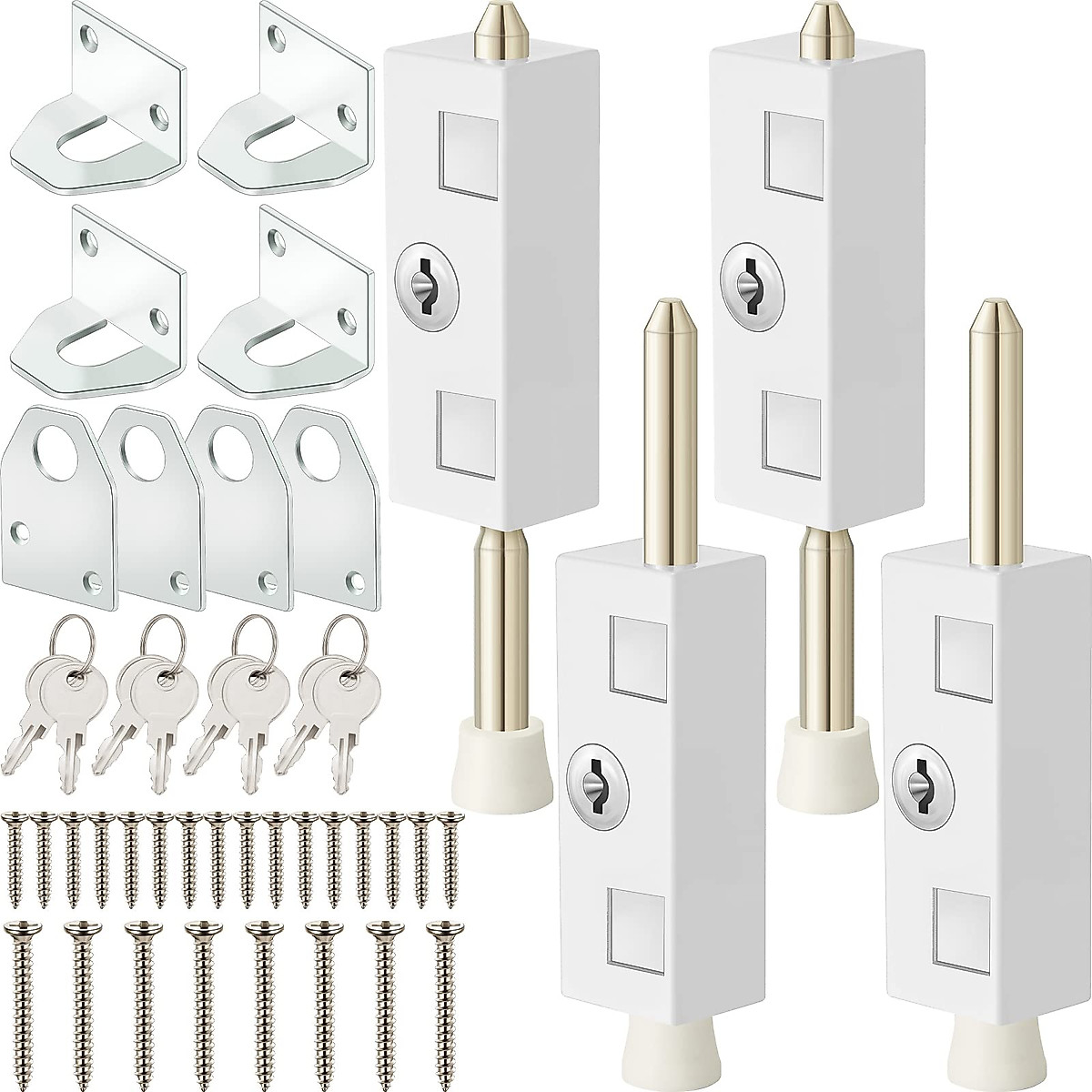 Sliding Door Lock Rectangle Patio Door Lock Keyed for Sliding Glass Door Hinged Door Security Bar Heavy Duty Steel Bolt Zinc Alloy Iron Portable Lock to Prevent Sliding or Lifting of Door (2 Pieces)