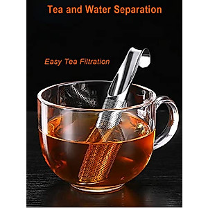 2PCS Tea Infuser for Loose Tea, 304 Stainless Steel Tea Strainer, Loose Leaf Tea Filter, Tea Diffuser, Long-handle Tea Steeper for Steep Tea, Loose Tea, Coffee, Rose, Spices
