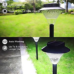 Solar Pathway Lights Outdoor,High Lumens Landscape Path Lights,IP65 Waterproof Auto On/Off White Solar Driveway Light,Long Lasting LED Solar Walkway Back Yard Lights for Garden Lawn Patio Walkway-2PCK
