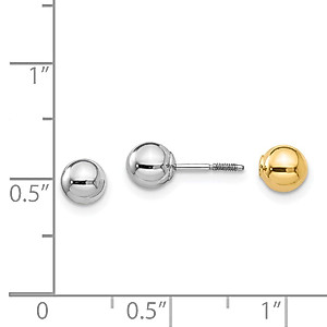 14K Two Tone Gold Reversible Ball Screw Earrings