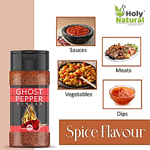 Ghost Pepper Powder (Bhut Jolokia Chili) - 3.5 oz/100 gm, 100% Pure, Smoked, Hottest & Spicy Chili Powder, Add Unique, Delicious, Complex and Smoky Flavor to Your Favorite Dishes