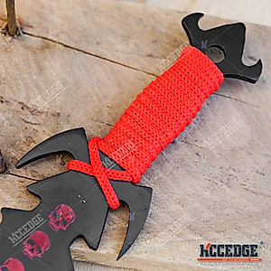 KCCEDGE BEST CUTLERY SOURCE Tactical Knife Survival Knife Hunting Knife 7.5" Skull Throwing Knives Set Fixed Blade Knife Razor Sharp Edge Camping Accessories Survival Kit Tactical Gear 74427 (Black)