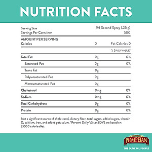 Pompeian 100% Avocado Oil Cooking Spray, Mildly Nutty Flavor, Perfect for High-Heat Cooking, Roasting and Stir-Frying, Naturally Gluten Free, Non-Allergenic, Non-GMO, No Propellant, 5 FL. OZ.