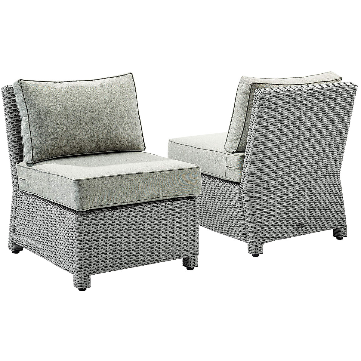 Crosley Furniture Bradenton 2-Piece Outdoor Chair Set, Wicker Patio Chairs for Conversation, Porch, Deck, Gray with Gray Cushions