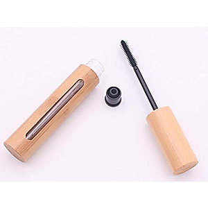 NATUWORLD 2Pcs 6ml Bamboo Mascara Tube Bottles Refillable Empty Eyelash Container Vials with Eyelash Wand and Plug for Castor Oil Eyelash Growth Oil DIY Mascara Travel Bottles Makeup Beauty Tools