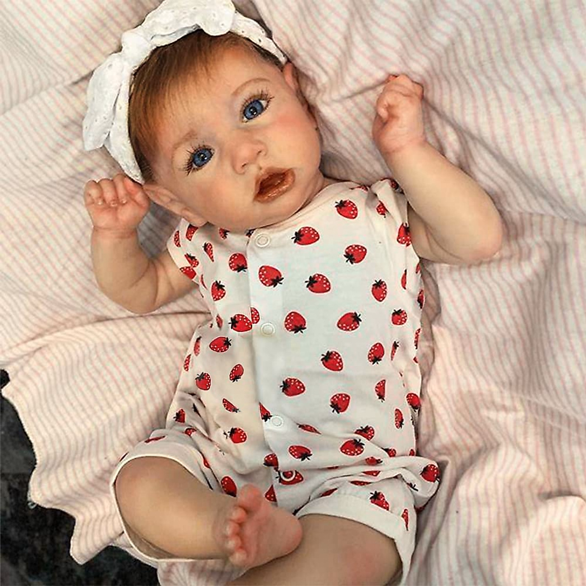 KSBD Reborn Baby Dolls Girl with Realistic Veins, 20 Inch Newborn Baby Doll with Weighted Cloth Body, Lifelike Reborn Doll, Advanced Painted Vinyl Gift Set for Kids Age 3+, Real Saskia Replica