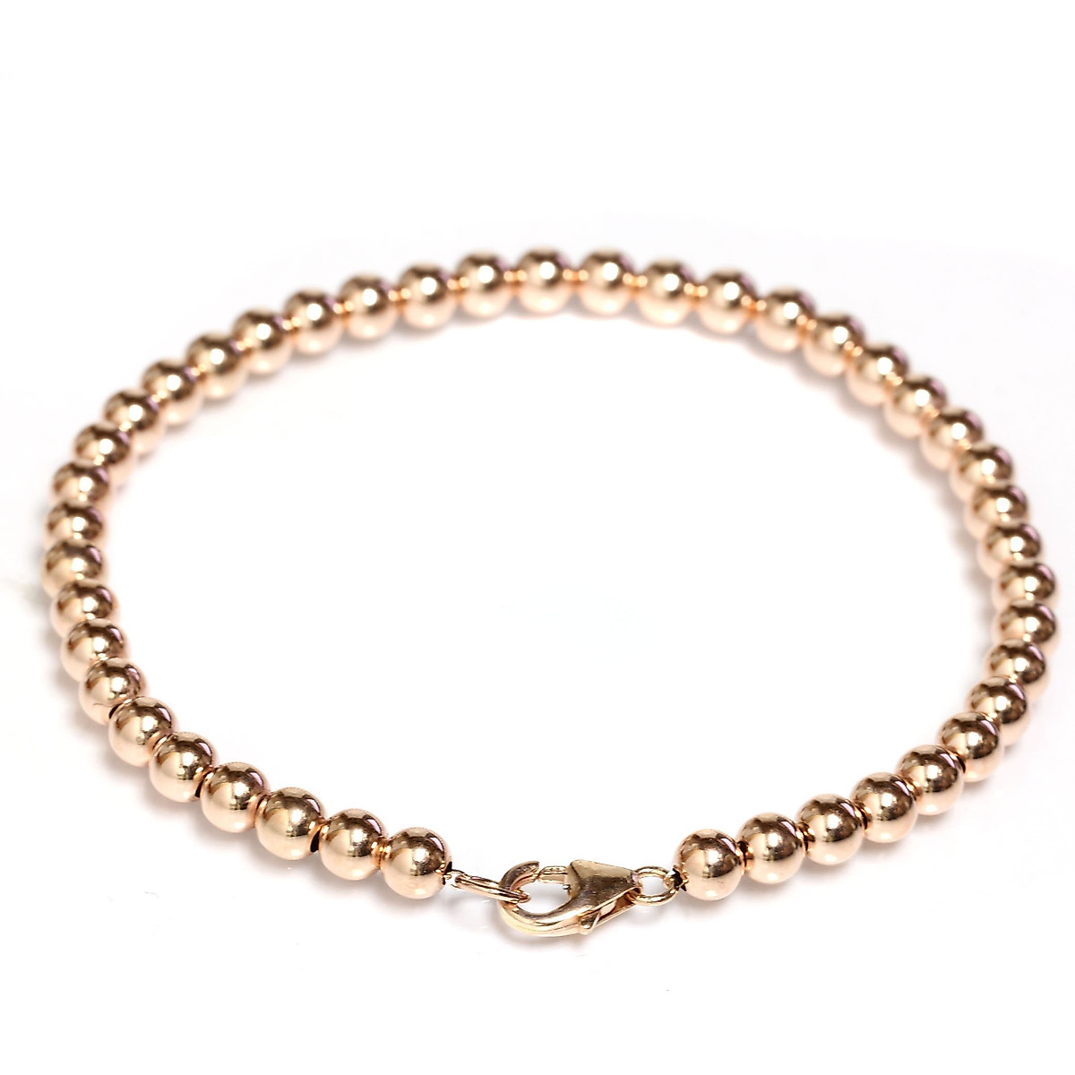 Seven Seas Pearls Gold Filled Beaded Ball Bracelet with Lobster Clasp 5 mm Beads 6" to 9" (rose-gold-filled, 6.5)