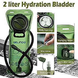 Gelindo Military Tactical Hydration Backpack with 2L Water Bladder Light Weight, MOLLE Tactical Assault Pack for Hiking Biking Running Walking Climbing Outdoor Travel(ACU-Green)