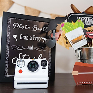 Western Photo Booth Props - 41-pc Photo Prop Kit with 8 x 10-Inch Sign, 60 Adhesive Pads, 45 Sticks - Photo Booth Props Country Theme - Wild West Photo Props