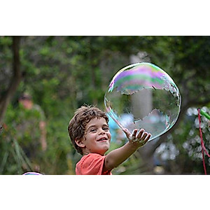WOWMAZING Giant Bubble Wands Kit & bubble refills: Includes Wand, 5 Big Bubble Concentrate pouches and Tips & Trick Booklet | Outdoor Toy for Kids, Boys, Girls | Bubbles Made in The USA