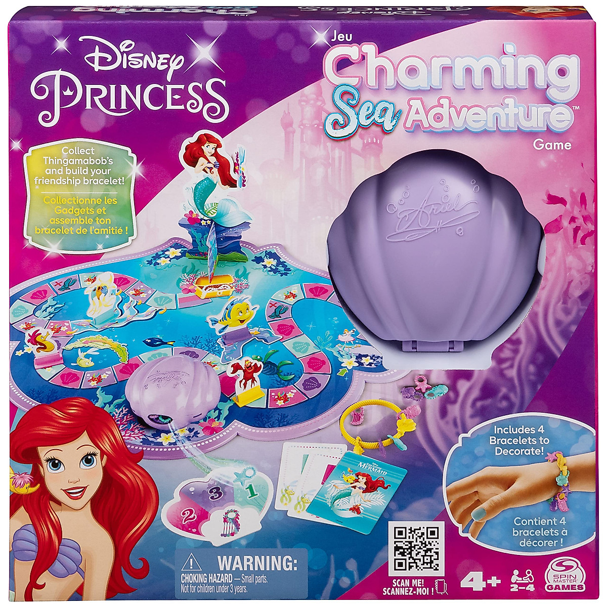 Disney Princess, Charming Sea Adventure Board Game Little Mermaid Toys Featuring Ariel & Friends Fun Game for Family Game Night, for Kids Ages 4 and Up