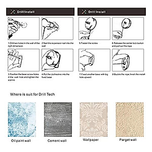 JOOM Retractable Clothesline Stainless Steel Heavy Duty 9Feet(MAX) for Hanging Drying in Bathroom Laundry Hotels, Chrome Finish,Round Style (Round B, Black)