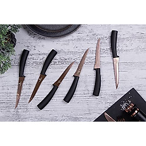 Berlinger Haus 11 Piece Knife Set, Eco Friendly Knives Set for Kitchen, Cooking Knives with Ergonomic Handles, Sharp Cutting Stainless Steel Chef Knife Set, Rose Gold