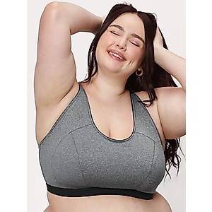 Curvy Couture Size Women Support Bust, Perfect Workout, High Impact Sports Bra, Charcoal Melange, XX-Large Plus