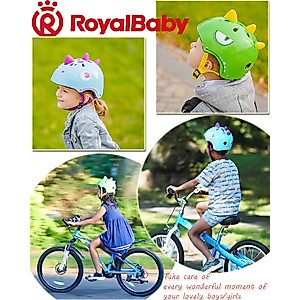 RoyalBaby Kids Bike Helmet Toddler to Youth Sizes for Boys Girls Dinosaur Helmet Green Dino Helmets for Multi-Sport