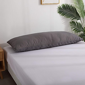 YUNUO Body Pillow Cover, Luxury Soft Removable Body Pillow Case - Long Body Pillow Protector 21"x54" with Zipper Closure (Grey,21"x54")