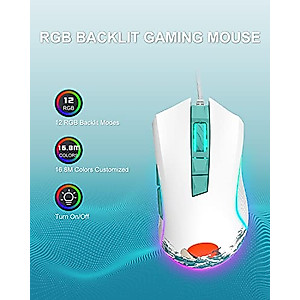 XVX G705 Wired Gaming Mouse & USB C Hub 4-Port, Aluminum USB 3.0 Hub with a USB C to USB Adapter
