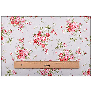 Hanjunzhao Vintage Rose Floral Plaid Fat Quarters Fabric Bundles for Quilting Sewing Crafting,18 x 22 inches