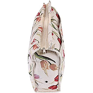 Knitting Bag, Lightweight Knitting Organizer Fabric Large Capacity Wood Handle Travel Yarn Storage Bag Tote Organizer for Knitting Needles Sewing Tools Great Gift(Red Flower)