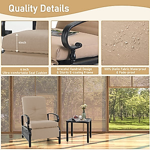 PHI VILLA Outdoor Recliner Chair for Patio, Oversized Patio Metal Chaise Lounge Chair Zero Gravity with Removable Beige Cushion for Garden, Poolside, Lawn