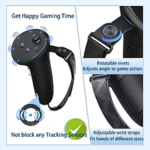 OURVR Controller Grips Cover For Quest 3S/Quest 3, with Knuckle Straps and Battery Opening design, Grips Cover VR Accessories Compatible with Meta Quest 3 (Not fit official charging dock)