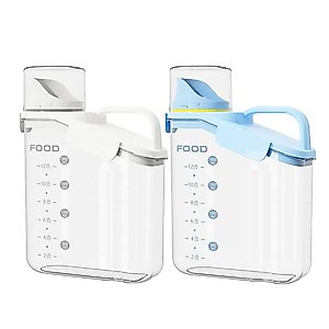 TTpn 4 Lbs Rice Airtight Dry Food Storage Container Set of 2. Cereal Containers Dispenser ，Airtight Design .Measuring Cup Pour Spout with for Cereal, Rice, Flour and Sugar- 1.8L Capacities