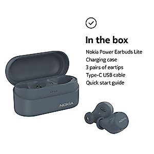 Nokia Power Earbuds Lite - Fjord - Waterproof - Universal Bluetooth - 35 Hours Battery Life - Travel Charging Case