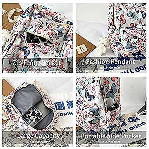 LELEBEAR Butterfly Backpack for Girls, Aesthetic Backpack, Kawaii Backpack Book Bag Travel Backpack Large Capacity (Black)