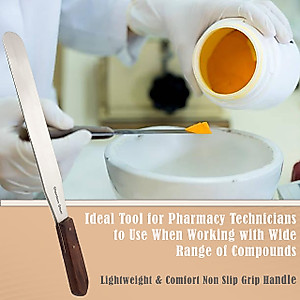 A2Z-WHS10 Stainless Steel Lab Spatula with Wooden Handle, 10" Blade, 1.5" Blade Width, 15.2" Total Length