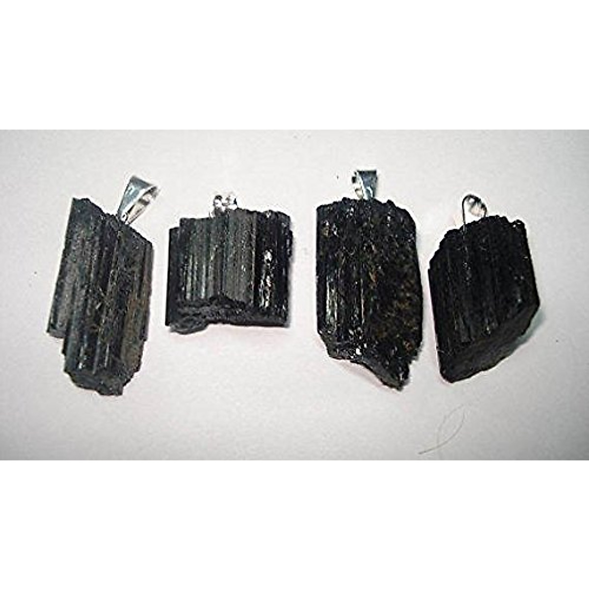 1pc Raw Black Tourmaline Rough Natural Free Form Crystal Healing Gemstone Pendant with Metal Bail Loop