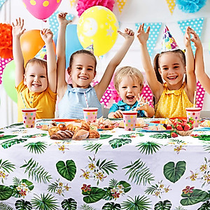 3 Pack Hawaiian Luau Tablecloths for Party Decoration, Hawaii Disposable Plastic Rectangular Table Covers, Aloha Tropical Palm Leaves Table Cloth, Summer Beach Kids Birthday Cocktail Party Supplies
