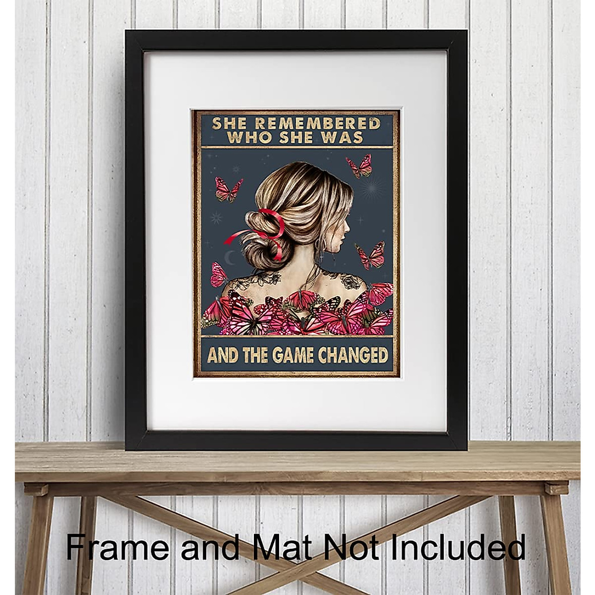 She Remembered Who She Was And The Game Changed - Uplifting Encouragement Gifts for Women - Inspirational Positive Quotes Wall Decor - Motivational Wall Art - Boho Decoration Poster - Girls, Teens