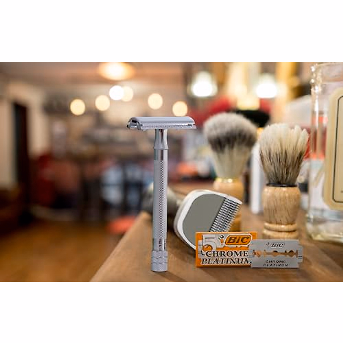 BIC Chrome Platinum Double Edge Safety Razor Disposable Single Blades (100 Pack)