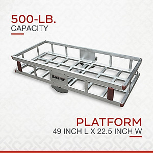 Ultra-Tow Aluminum Hitch Cargo Carrier- 500-Lb Capacity Silver 49inx22.5inx8inH