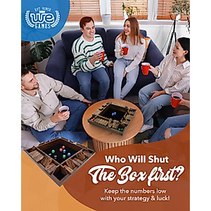WE Games 14 inch 1-4 Player Shut The Box Wooden Board Game, Walnut Stain