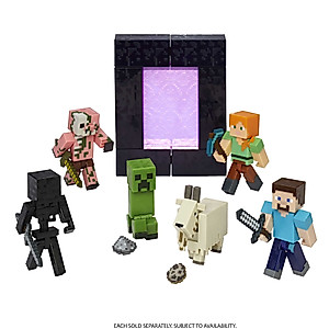Minecraft Steve Action Figure, 3.25-in, with 1 Build-a-Portal Piece & 1 Accessory, Building Toy Inspired by Video Game, Collectible Gift for Fans & Kids Ages 6 Years & Older
