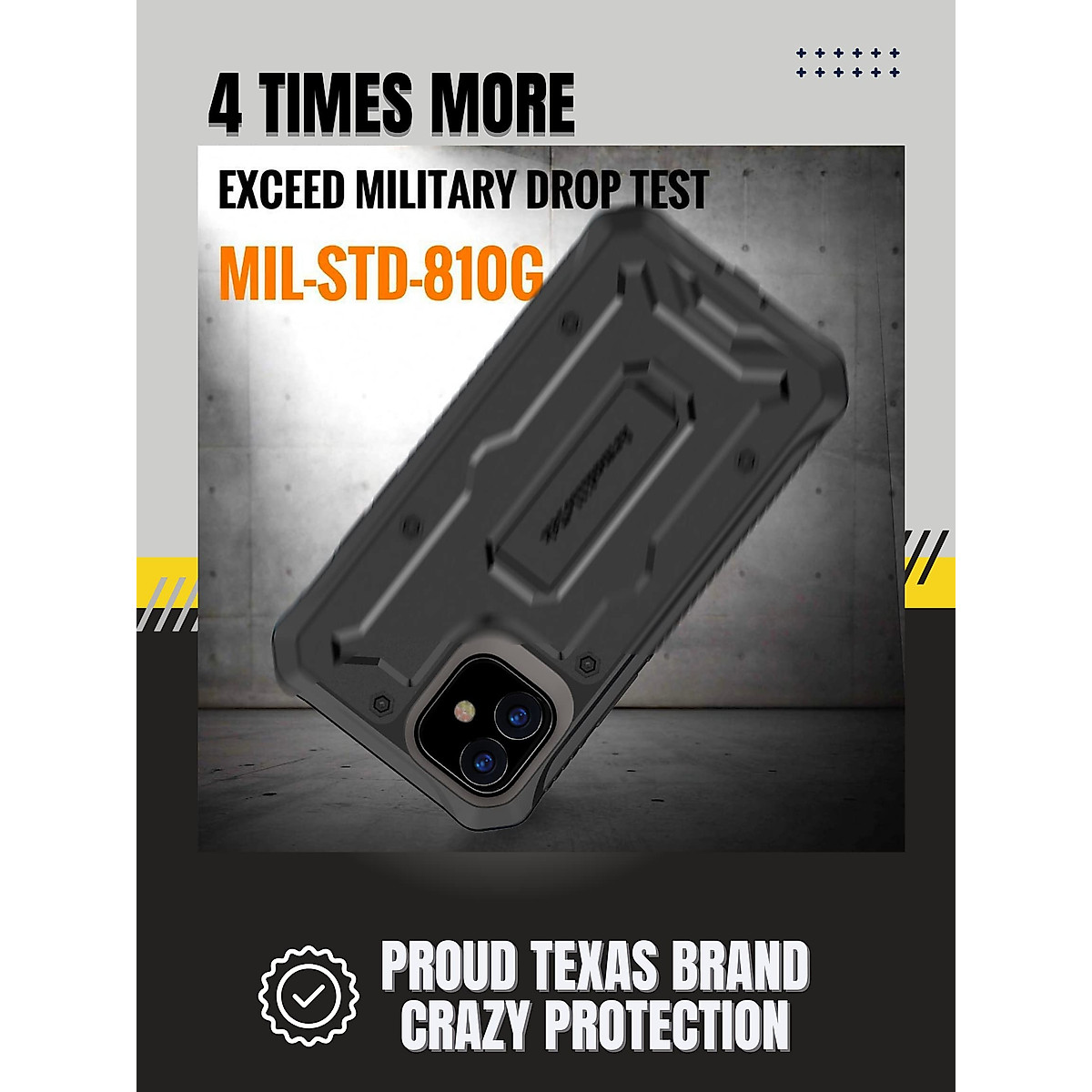 ArmadilloTek Vanguard Case Compatible with iPhone 11 (6.1 inches) Military Grade Full-Body Rugged with Kickstand and Built-in Screen Protector (Black)